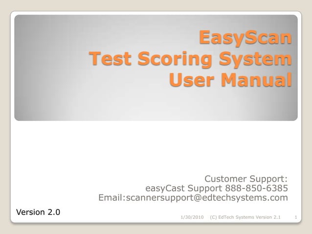 Easy Scan User Manual Scantron Scanners | PPTX