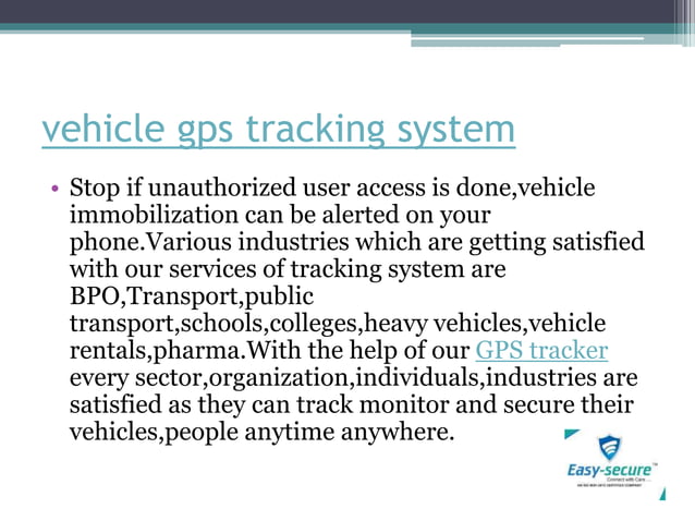 Easy secure vehicle gps tracking system ppt | PPTX