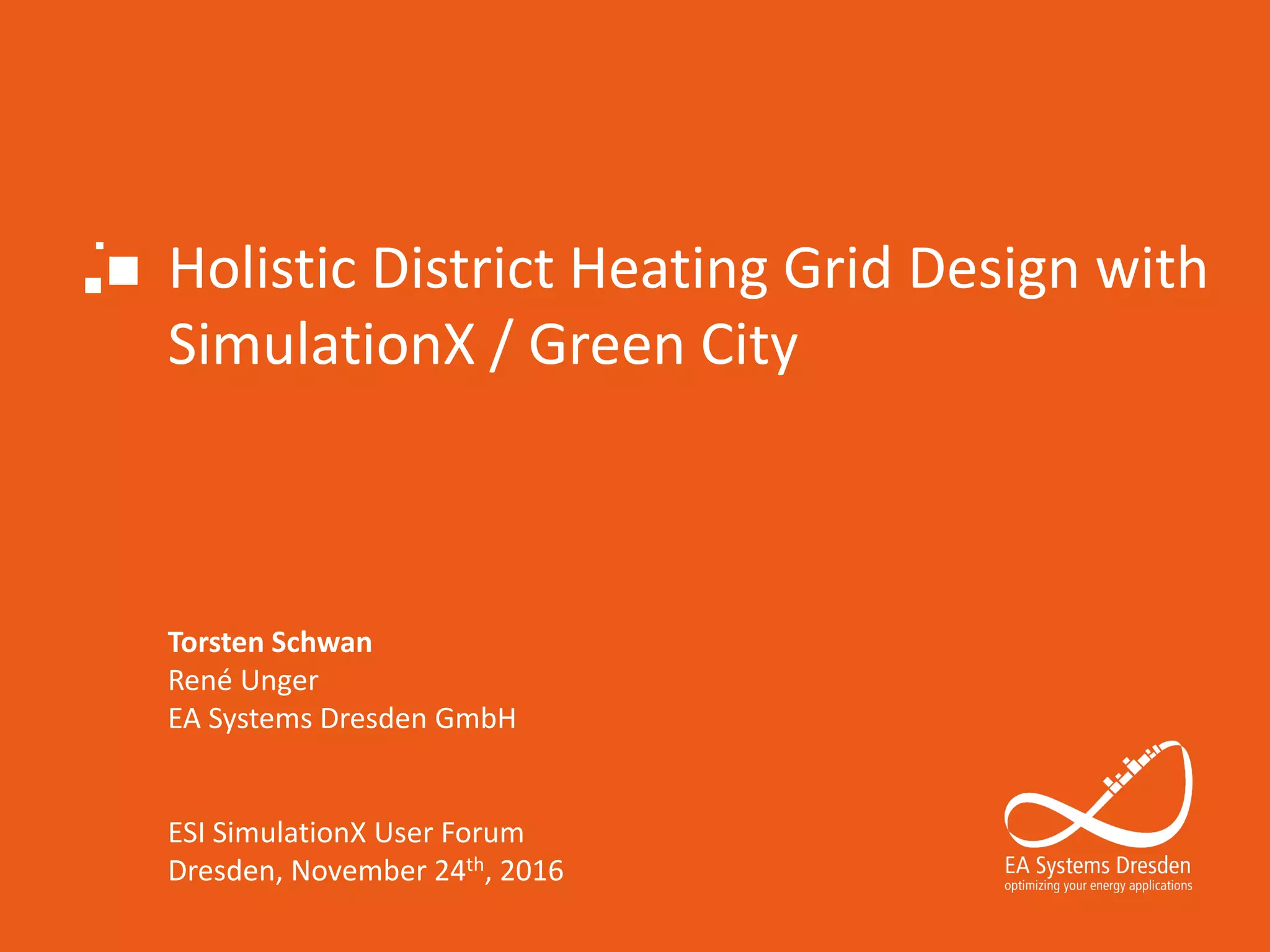 Holistic District Heating Grid Design with SimulationX & Green City | PDF