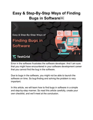 Easy & Step-By-Step Ways of Finding Bugs in Software.pdf