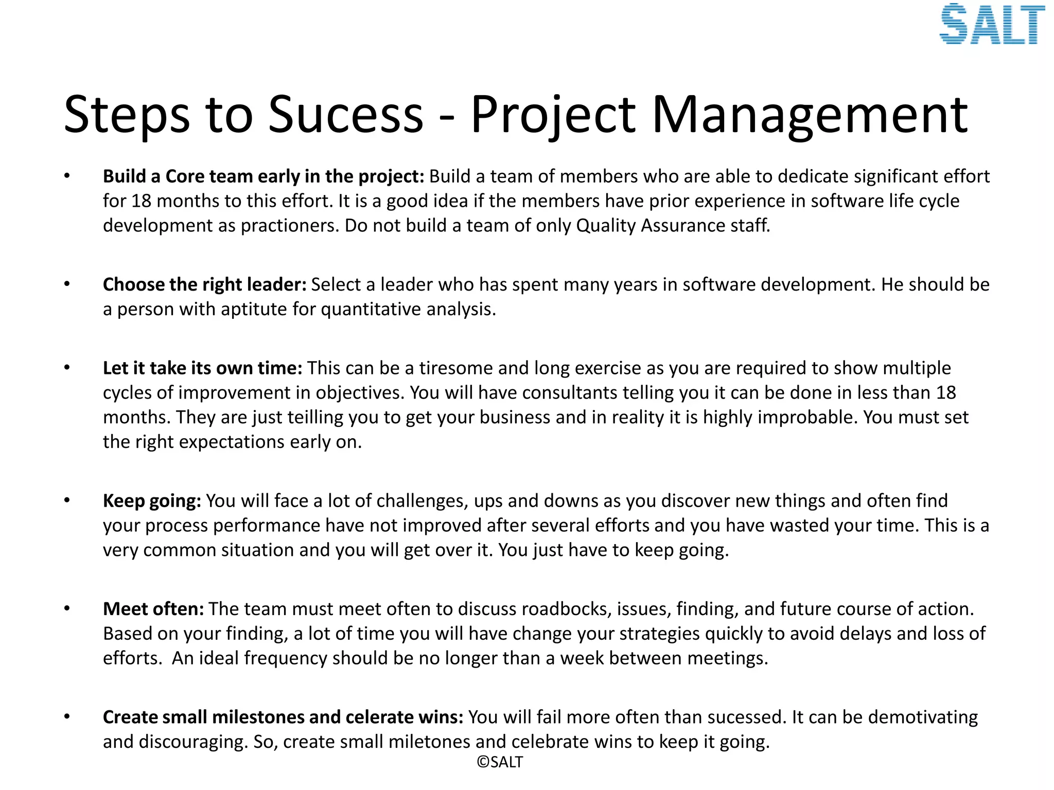 Easy steps to cmmi l5 success | PPTX