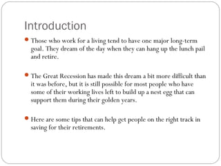 Easy steps to plan for retirement | PPT