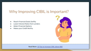 Easy Tips to Improve CIBIL Score | PDF | Credit Cards | Personal Debt