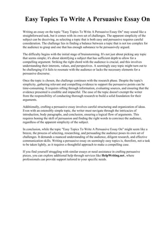 Easy Topics To Write A Persuasive Essay On.pdf | Education