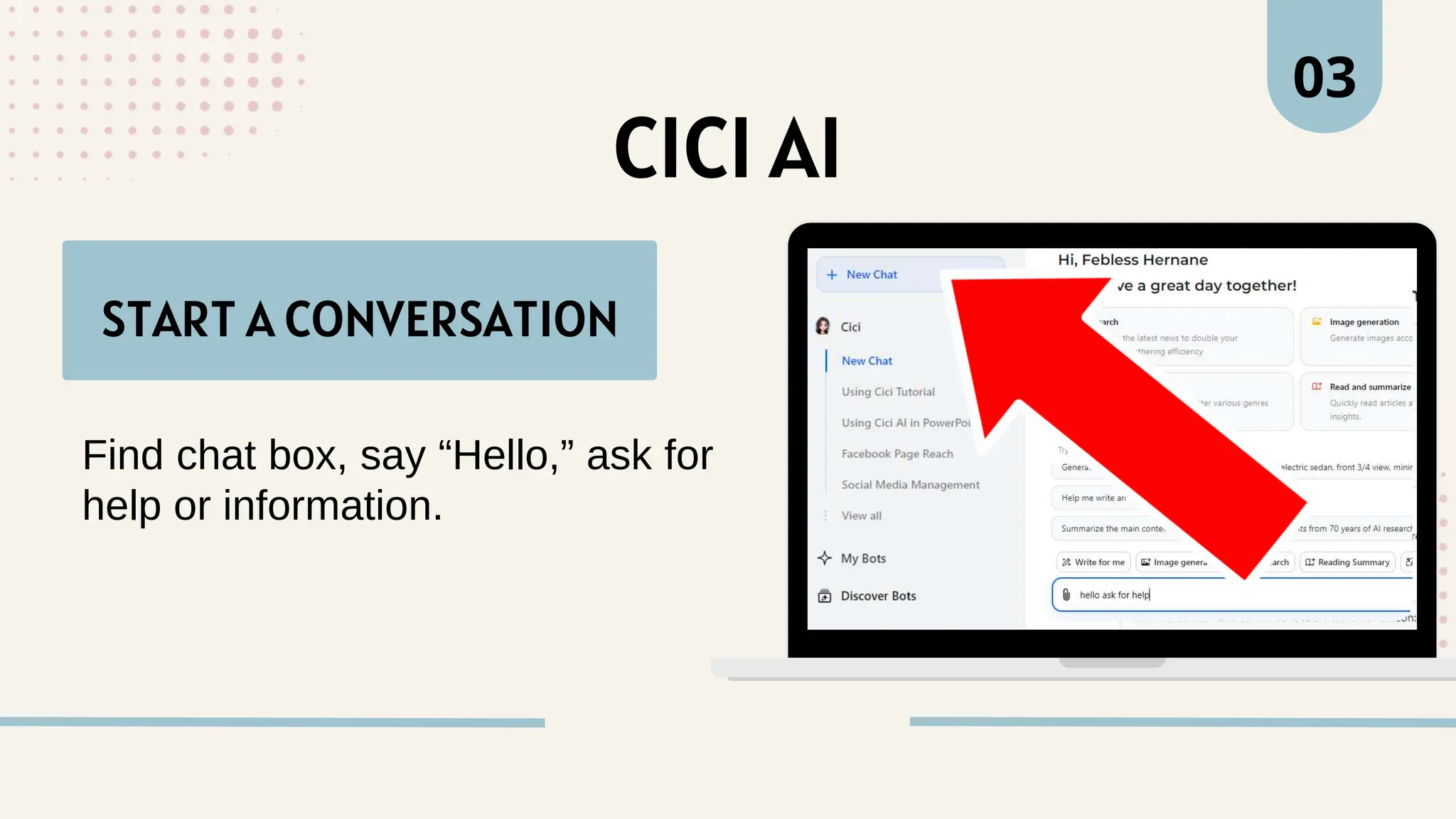 EASY TUTORIAL OF HOW TO USE CiCi AI BY: FEBLESS HERNANE | PPTX