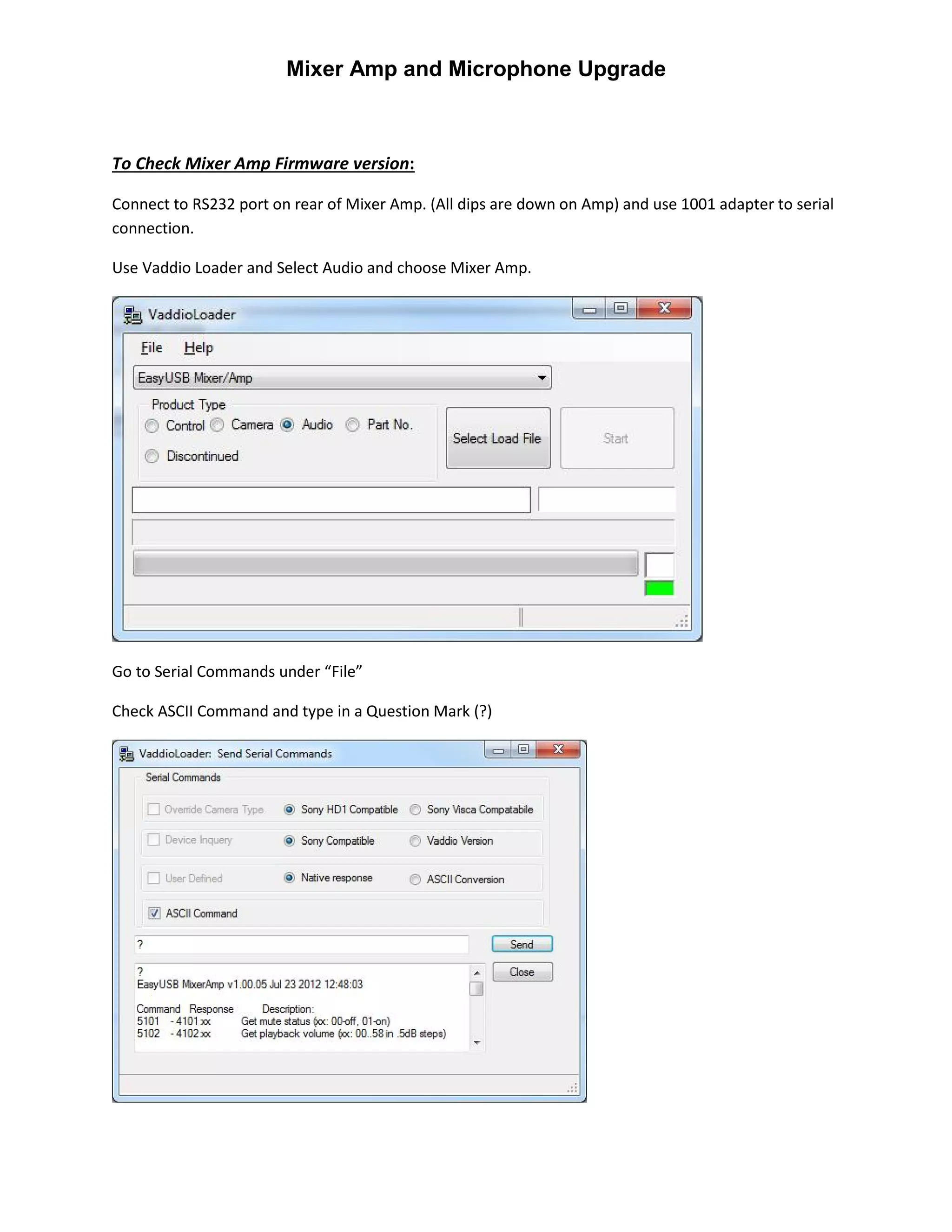 Vaddio Easy usb mixer amp firmware upgrade | PDF