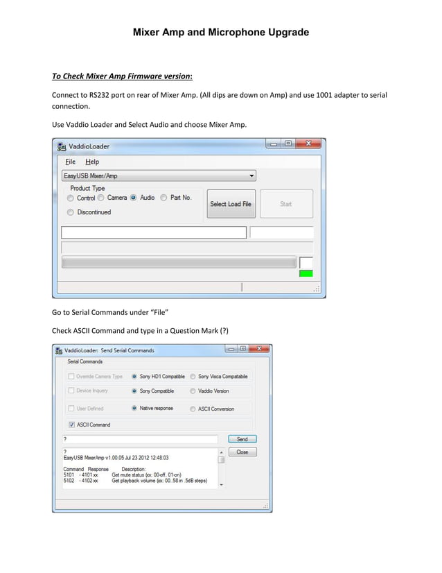 Vaddio Easy usb mixer amp firmware upgrade | PDF