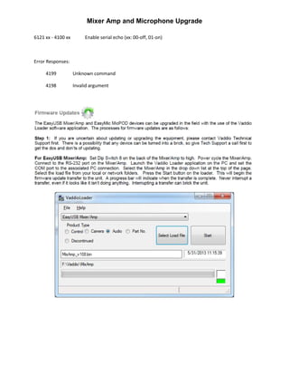 Vaddio Easy usb mixer amp firmware upgrade | PDF