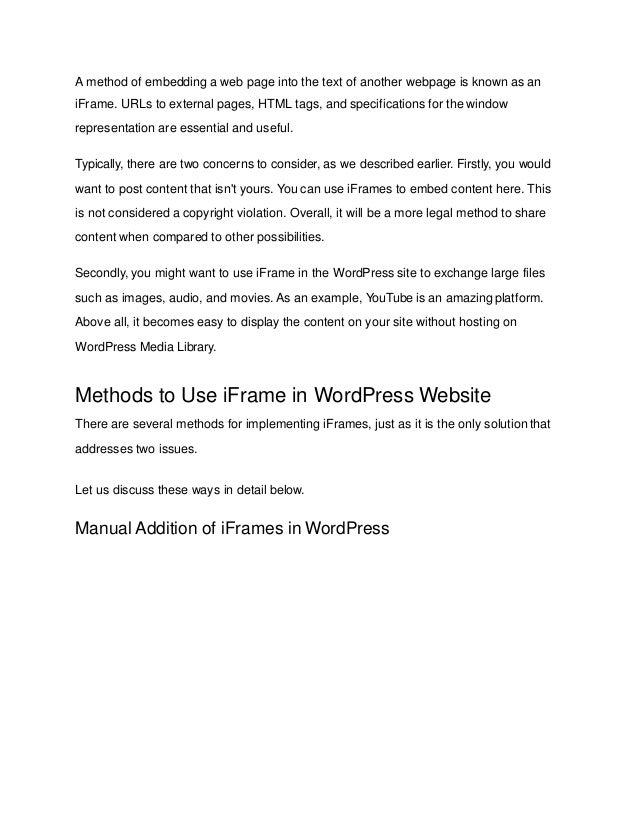Easy Ways To Use iframe in WordPress Site | PDF