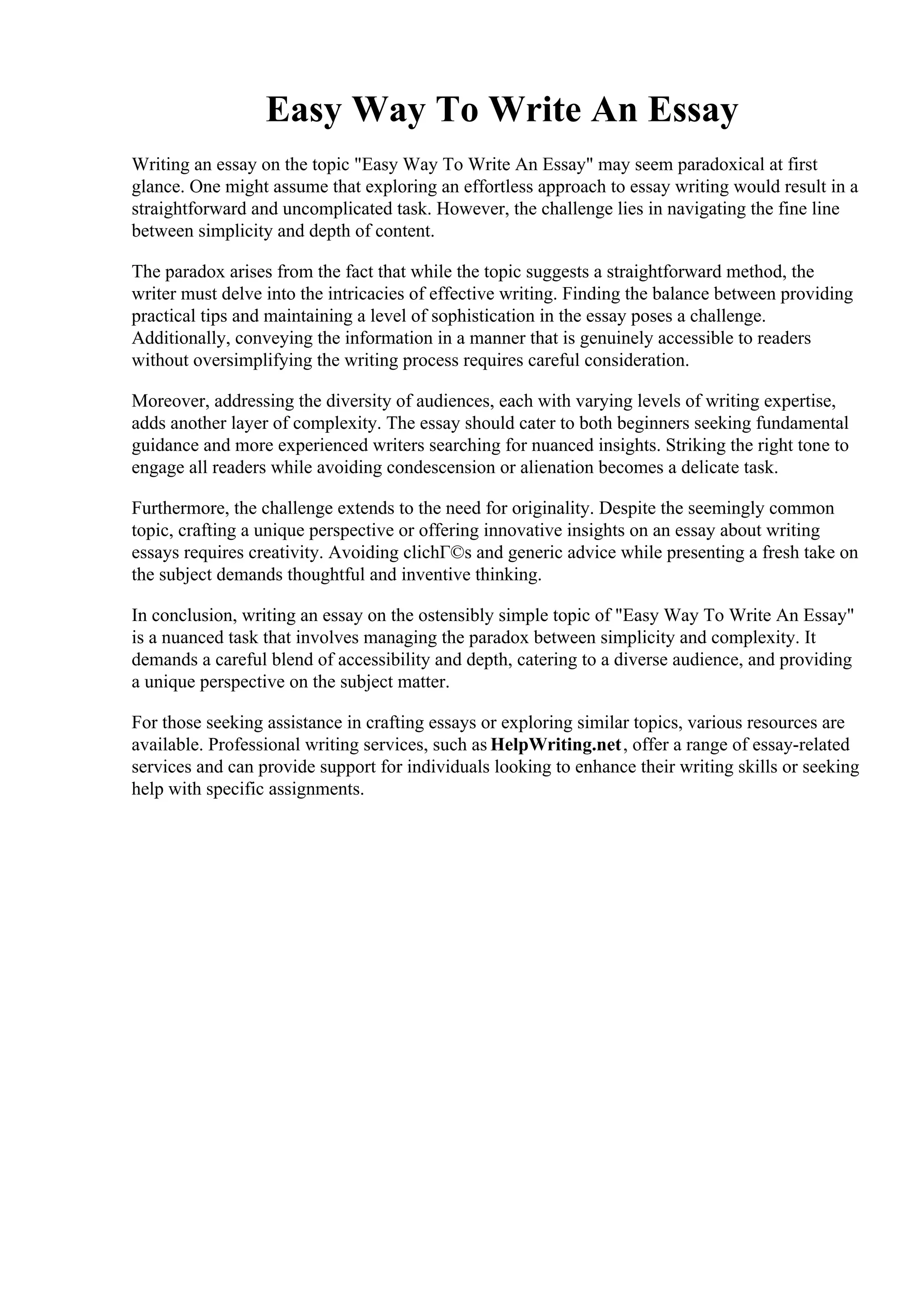 Easy Way To Write An Essay | PDF