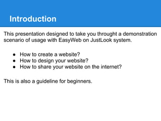 Easyweb demonstration scenario : What's Easyweb? | PPT