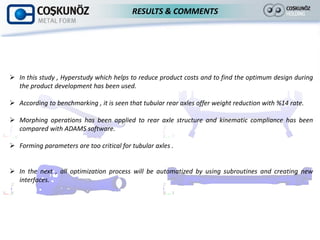 A study on DOE of tubular rear axle twist beam using HyperStudy | PPT
