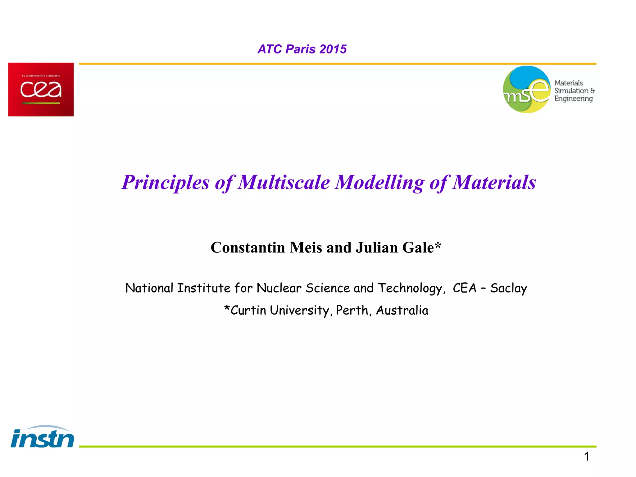 Principles of Multiscale Modelling of Materials | PDF