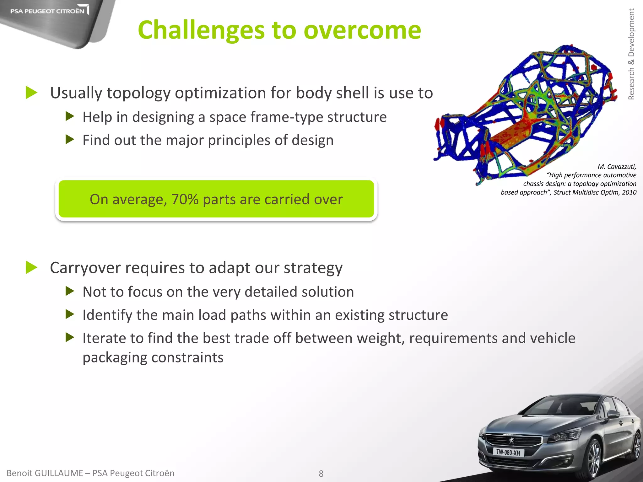 Topology optimization to guide the architecture of a BIW structure ...