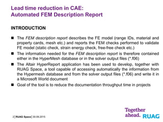 Lead time reduction in CAE: Automated FEM Description Report | PDF