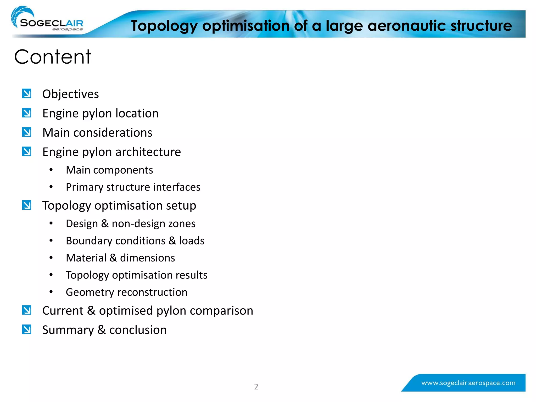 Large scale topological optimisation: aircraft engine pylon case | PDF