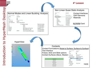 Introduction to HyperWorks for linear static and non linear quasi ...