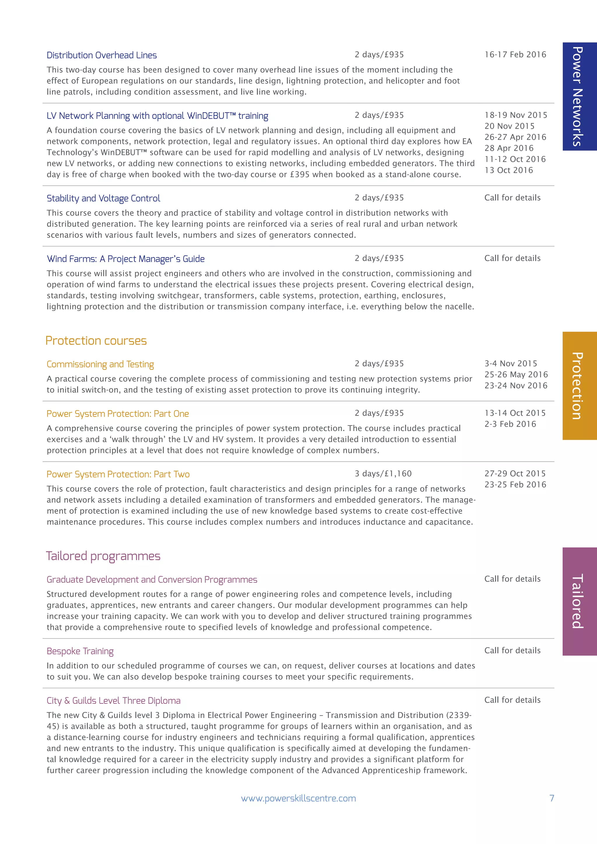 EA Technology - The Power Skills Centre Courses 2015-2016 | PDF | Civil ...