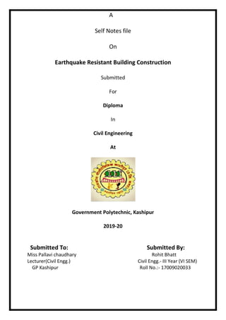 EARTHQUAKE RESISTANT BUILDING CONSTRUCTION notes for civil engineering ...