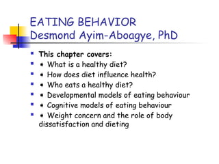 Eating Behavior.pptx Health Psychology class for the undergraduate ...
