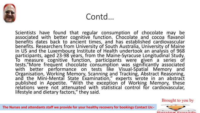 Eating chocolate improves memory, brain function | PPT