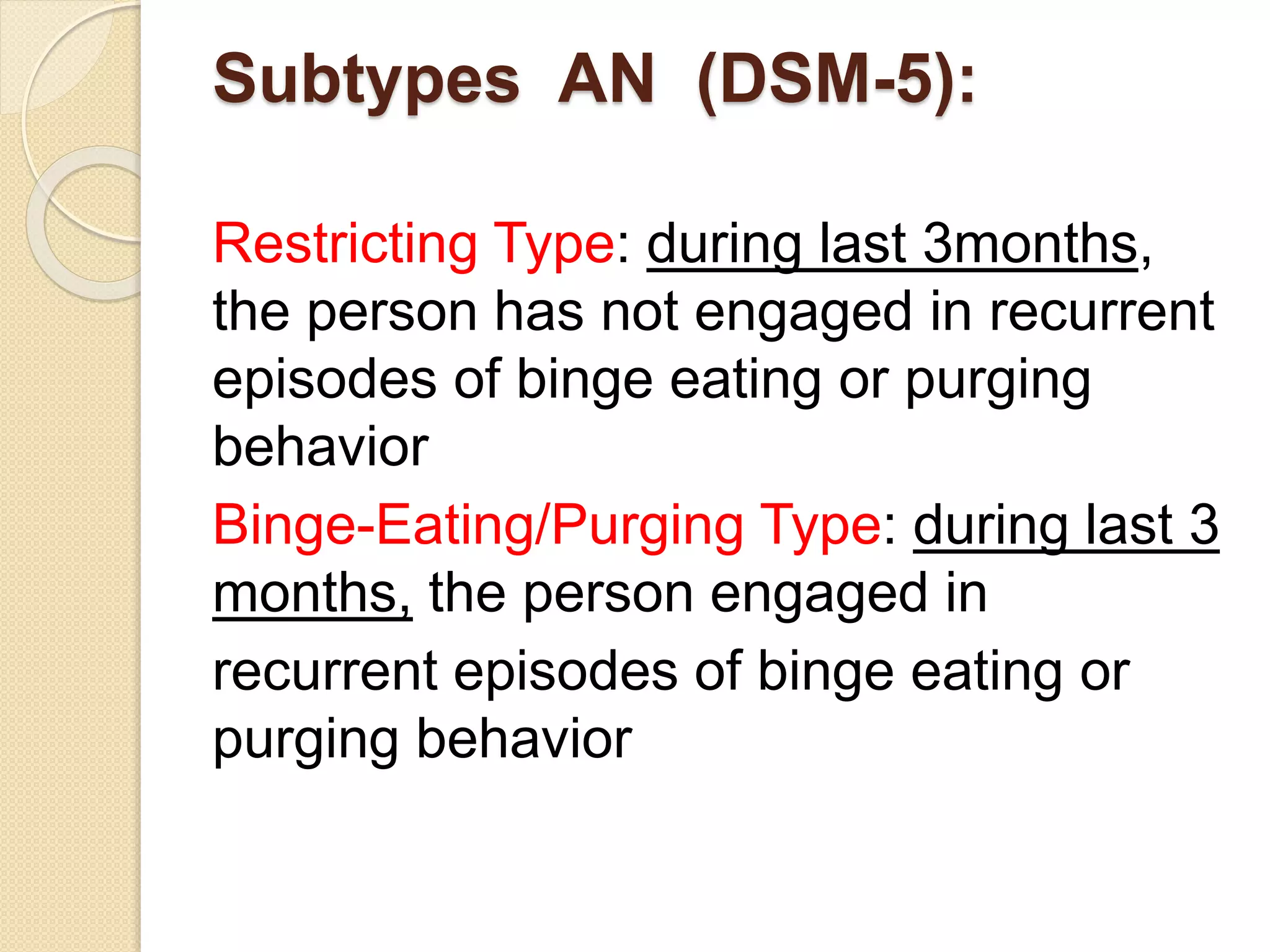 Eating disorder : Classification and tratment | PPTX