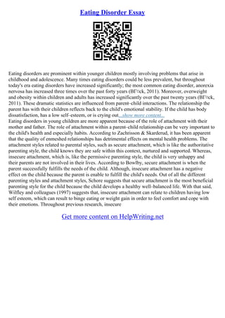 Eating Disorder Essay | PDF