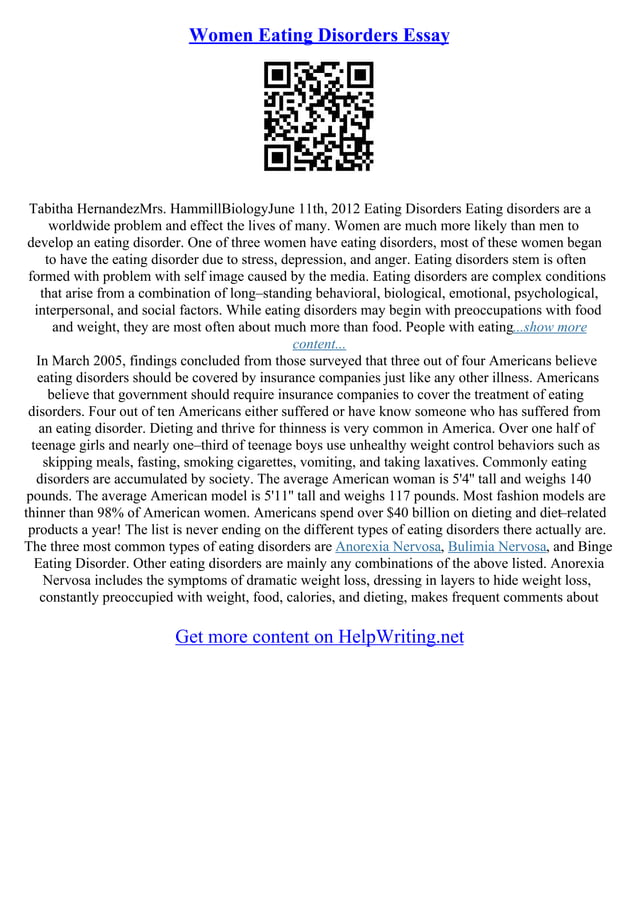 Eating Disorder Essay | PDF