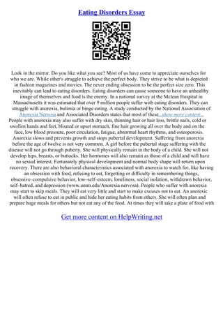 Eating Disorder Essay | PDF