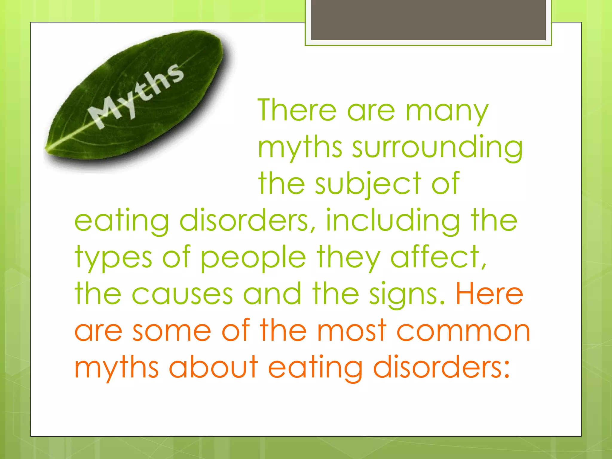 Eating disorder myths | PPT