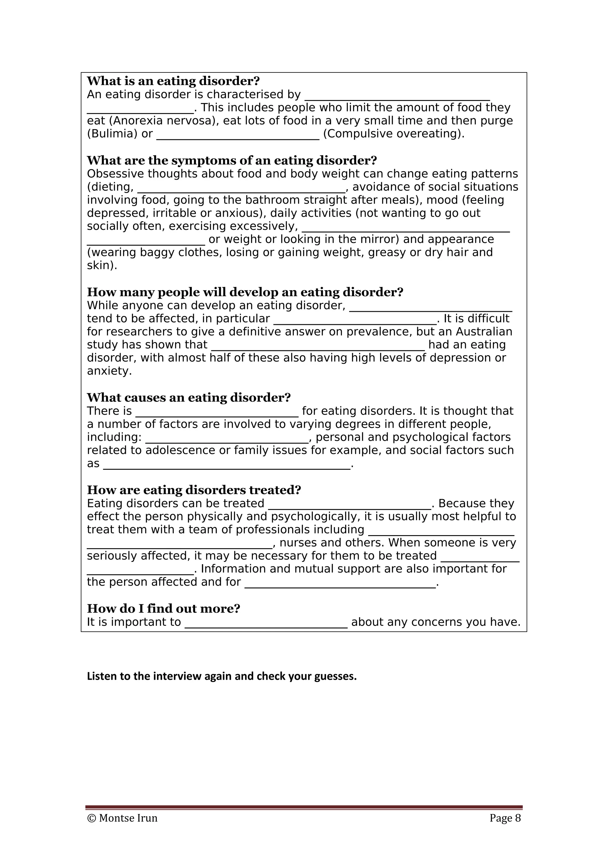 Eating disorders unit | PDF