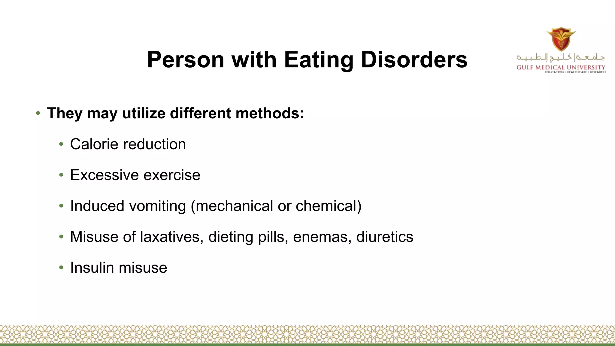 Eating disorders and nursing care | PPTX