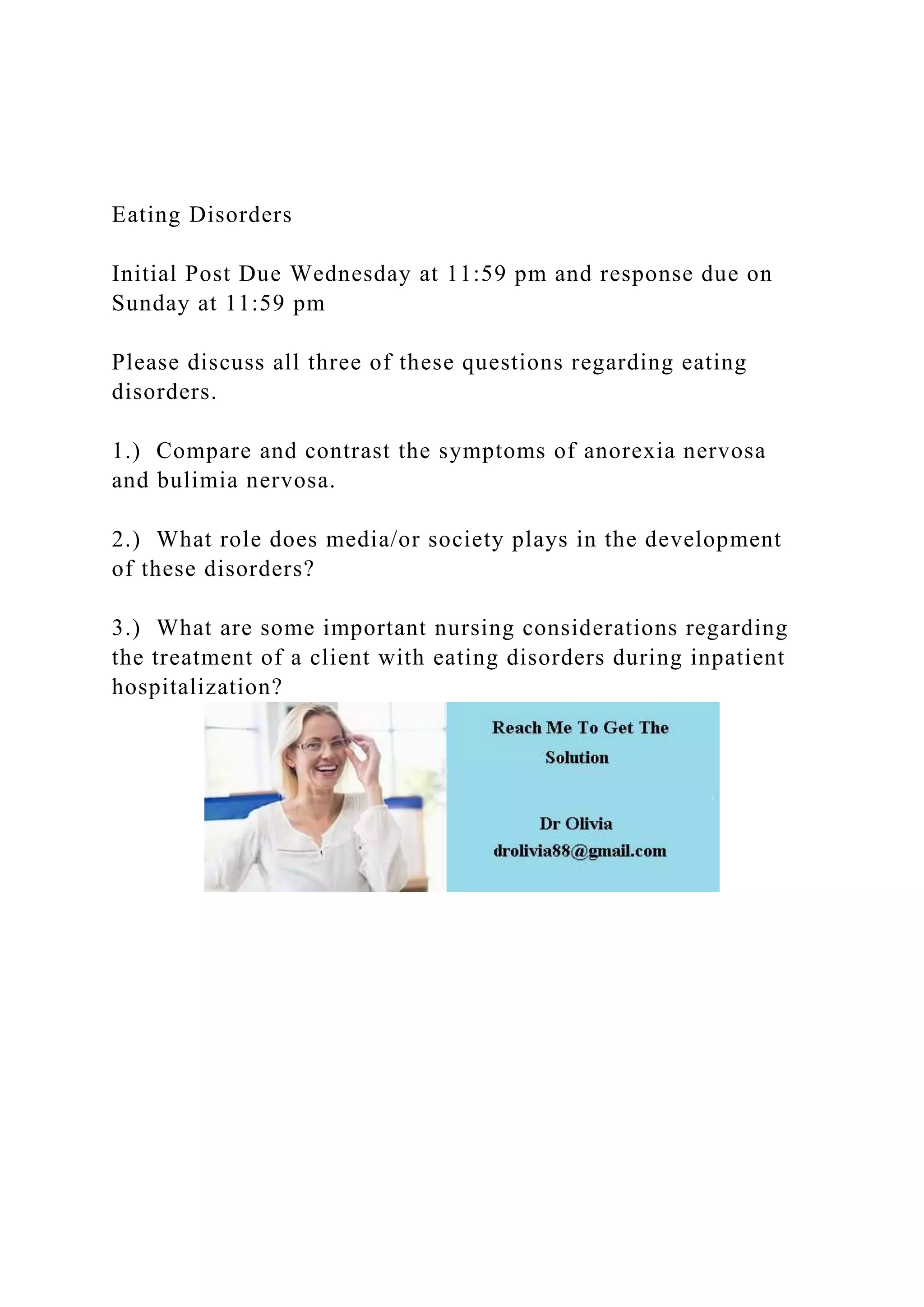 Eating DisordersInitial Post Due Wednesday at 1159 pm and r.docx