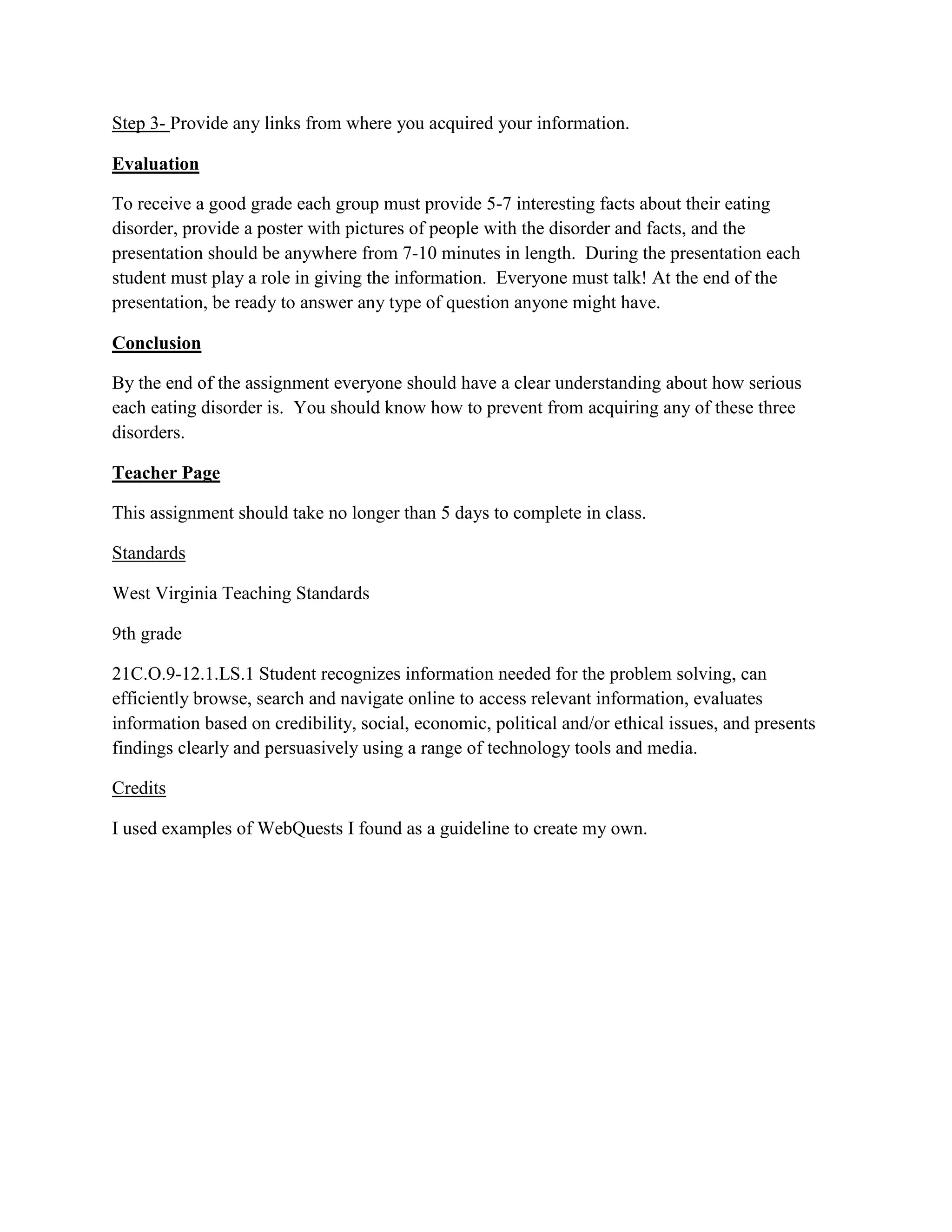 Eating disorder webquest | DOCX