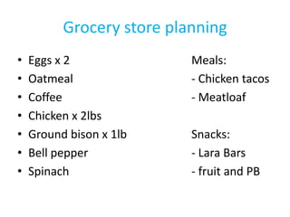 Eating on the Go and Navigating the Grocery Store | PPTX