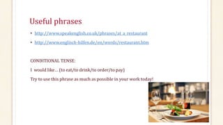 Eating out | PPTX | Bars & Restaurants | Attractions