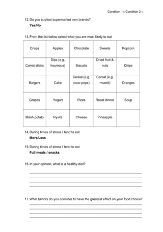 Eating questionnaire | DOCX