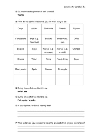 Eating questionnaire | PDF