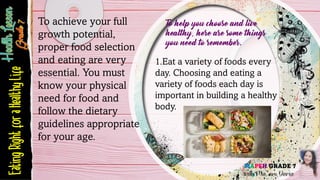 Eating right for a healthy life THE FOOD GUIDE PYRAMID | PDF