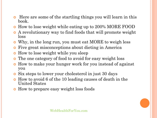 Eat more, weigh less diet | PPT