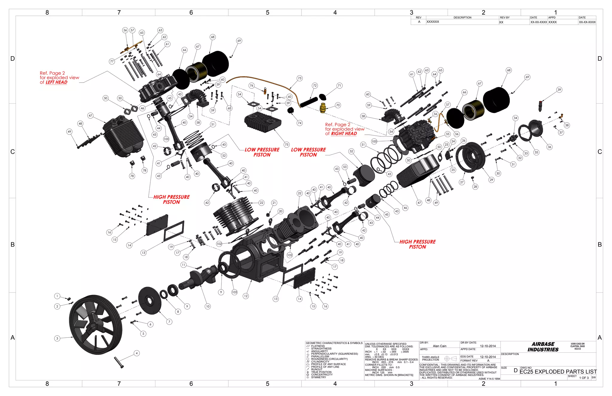 Eaton 25HP 2 Stage Compressor with 4 Valves - Exploded View and ...