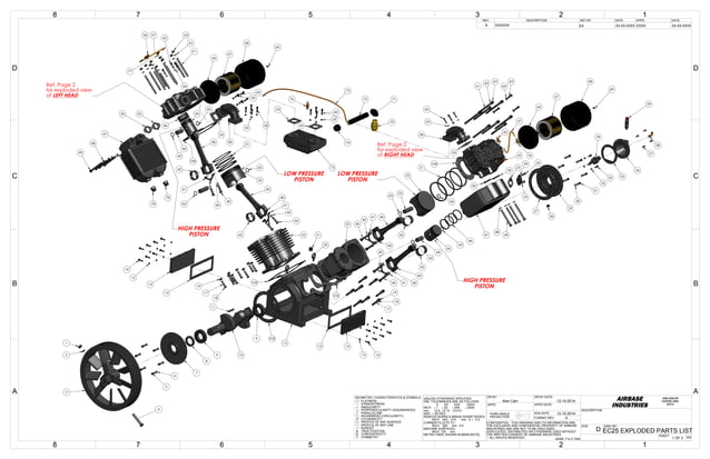 Eaton 25HP 2 Stage Compressor with 4 Valves - Exploded View and ...