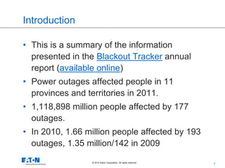 Eaton Canada Blackout Tracker Annual Report 2011 | PPT