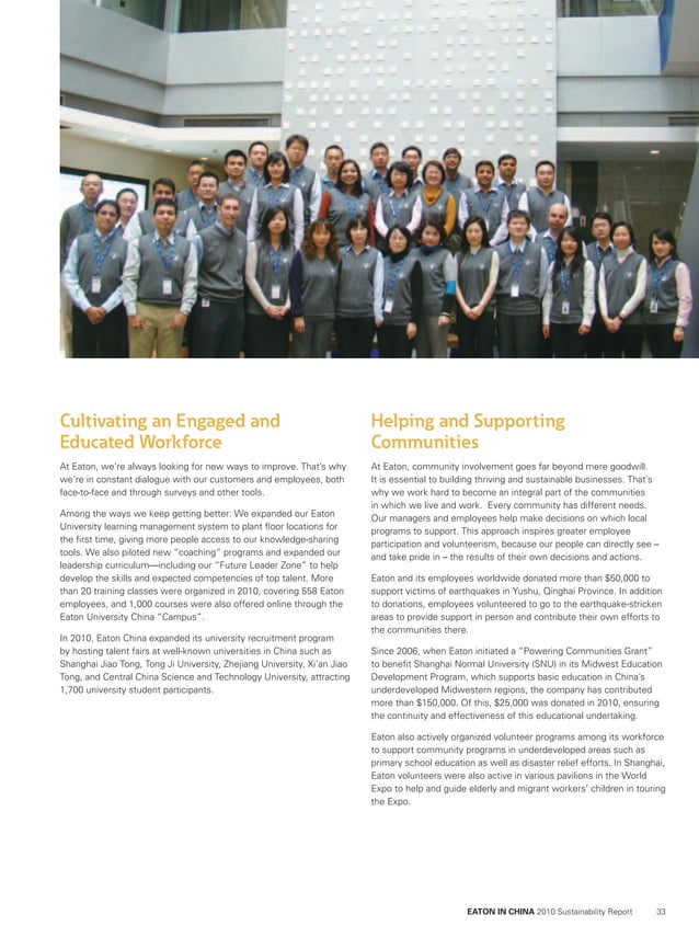 Eaton China Sustainability Report_2010 | PDF