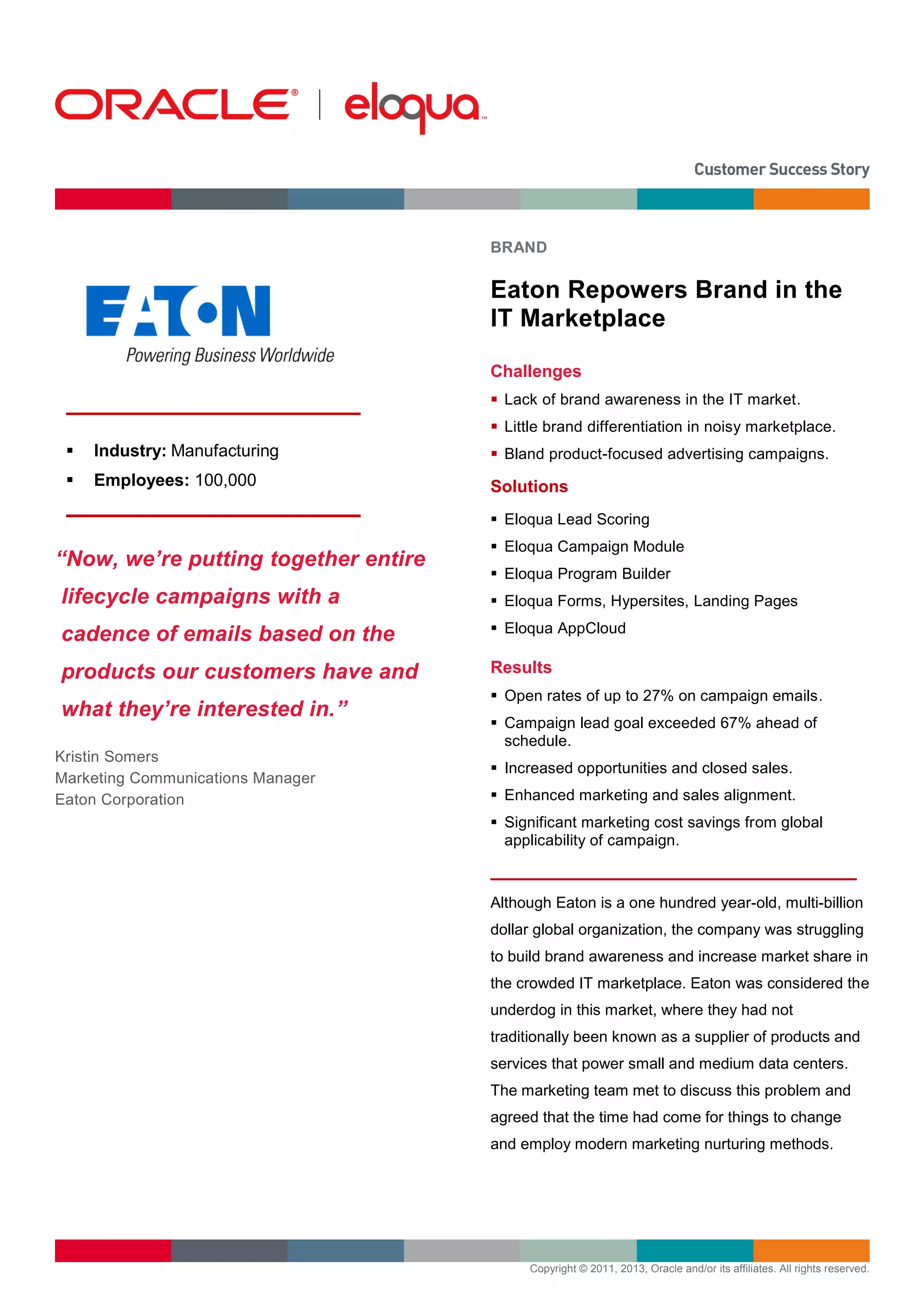 Eaton & Eloqua Success Story | PDF