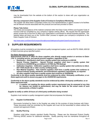 Eaton supplier excellence manual 12152013 | PDF