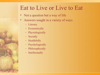 Eat To Live | PPT