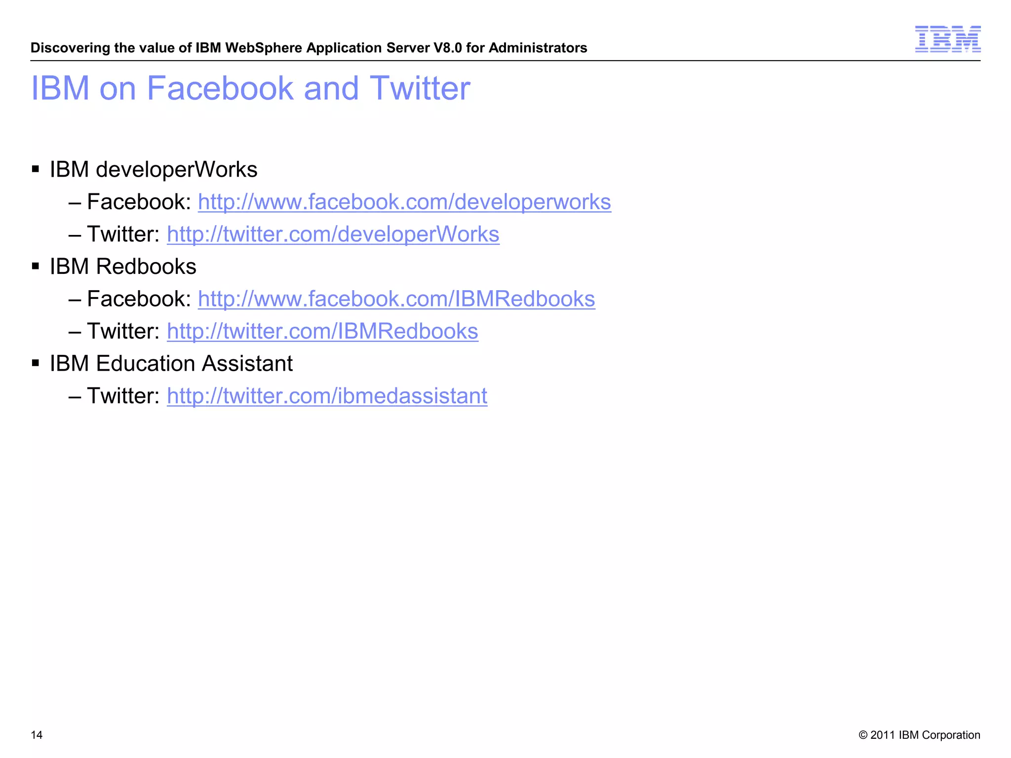 WebSphere Application Server Information Resources | PPTX
