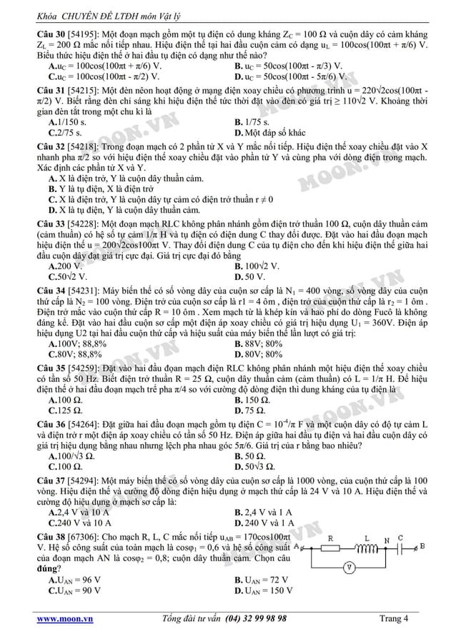 Chuyên đề cac mach dien xoay chieu | PDF