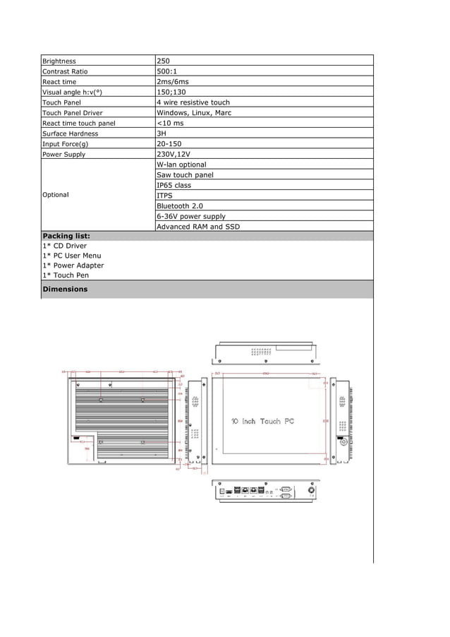 10 inch Intel Atom N2600 Industrial Fanless Touch Screen Panel PC (EB-10PCN) | PDF | Consumer ...